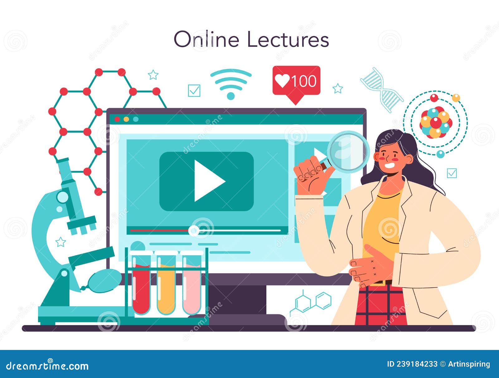 Nano Engineering. Scientists Work In Laboratory With Nanoparticle Cartoon Vector | CartoonDealer ...