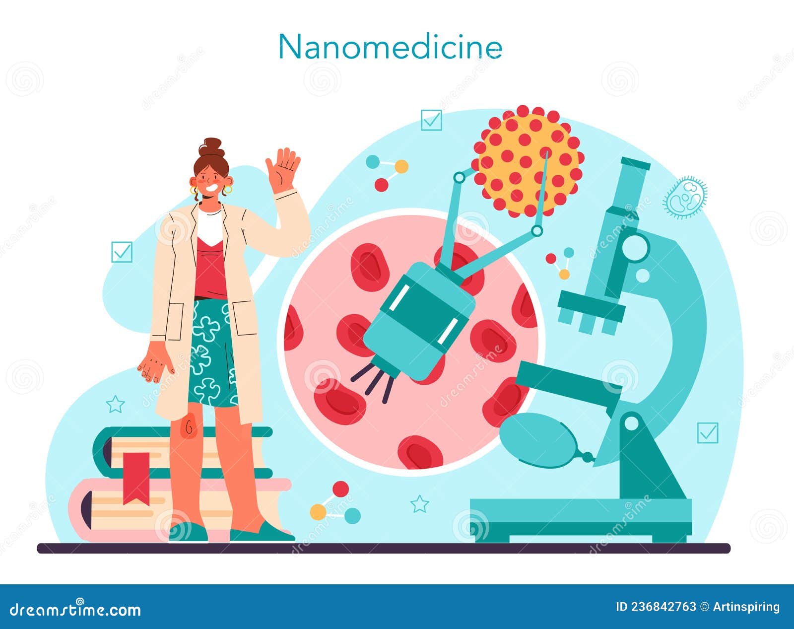 Nano Engineering Set. Scientists Work In Laboratory With Nanoparticle ...