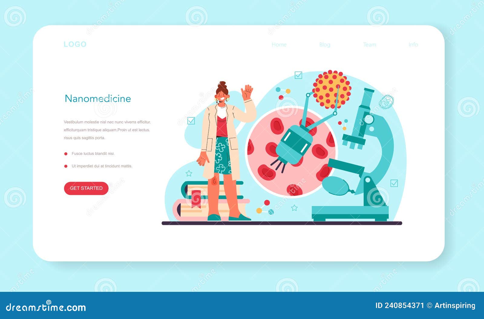 Nano Engineering Web Banner or Landing Page. Scientists Work Stock ...