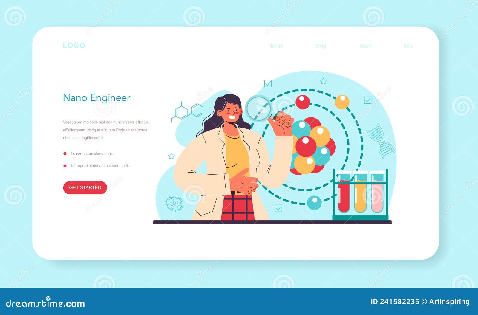 Nano Engineering Web Banner or Landing Page. Scientists Work Stock ...