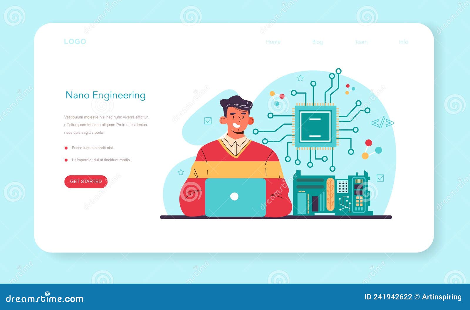 Nano Engineering Web Banner or Landing Page. Scientists Work Stock ...