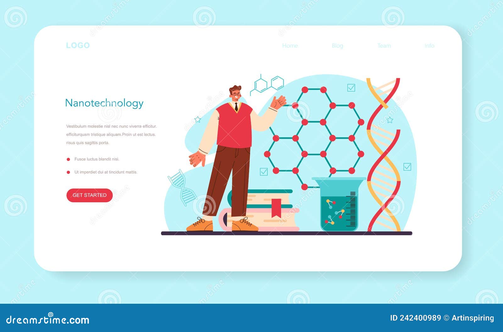 Nano Engineering Web Banner or Landing Page. Scientists Work Stock ...