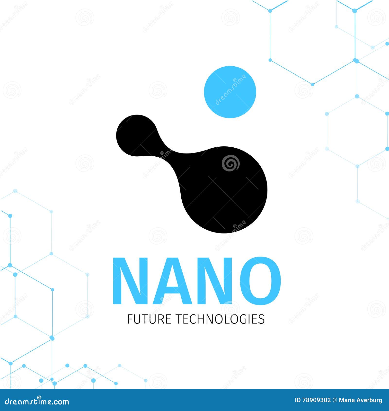 Nano Logo. Letter O As Molecule Consist Of Blue Glossy Elements. Symbol ...