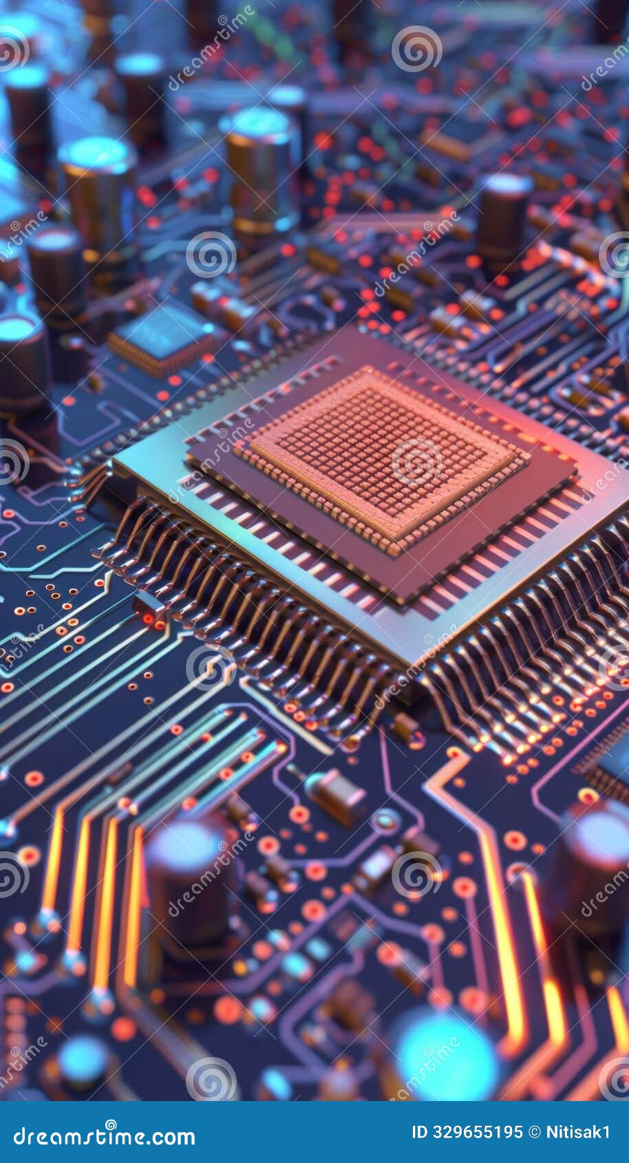 97 Nano Microscopic View Of Electronic Microchip Circuit Board Render ...