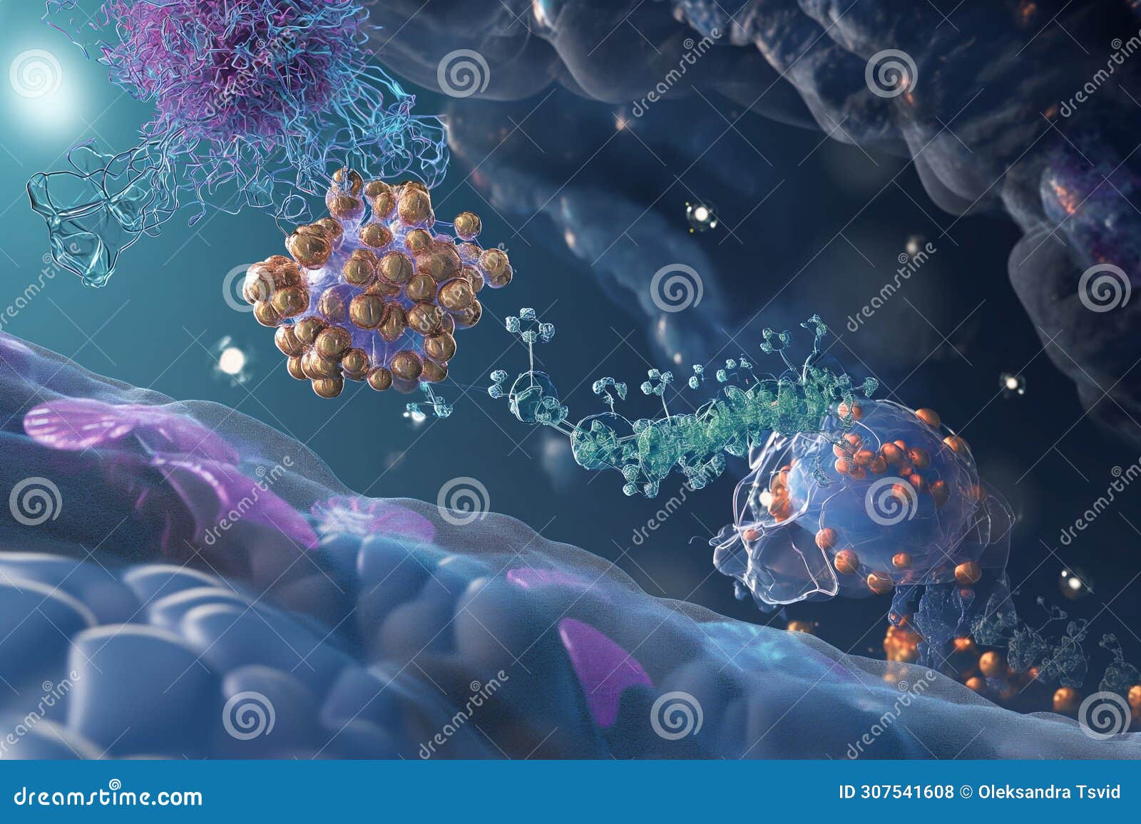 Nano-Molecular Cell, Strong Increase in Cellular Processes Stock Photo ...