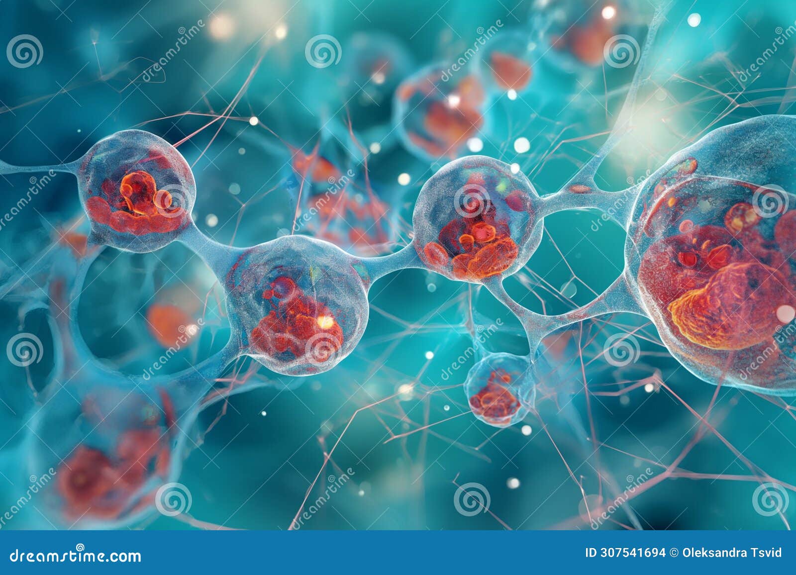 Nano-Molecular Cell, Strong Increase in Cellular Processes Stock Photo ...