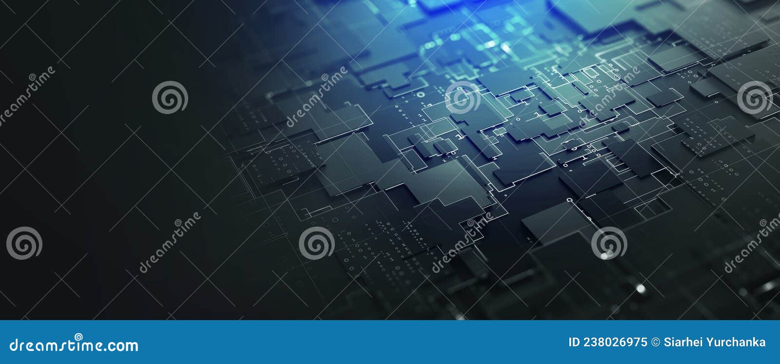 Cyber Architecture 3D Illustration. Nano, Neuro Technologies, Internet ...