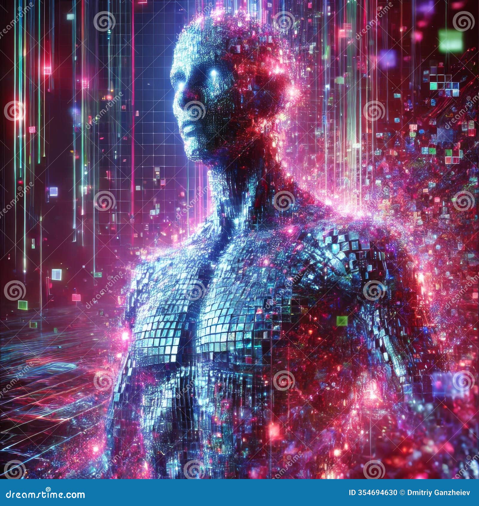 Nano Pixel Art of a Human Figure Stock Illustration - Illustration of ...