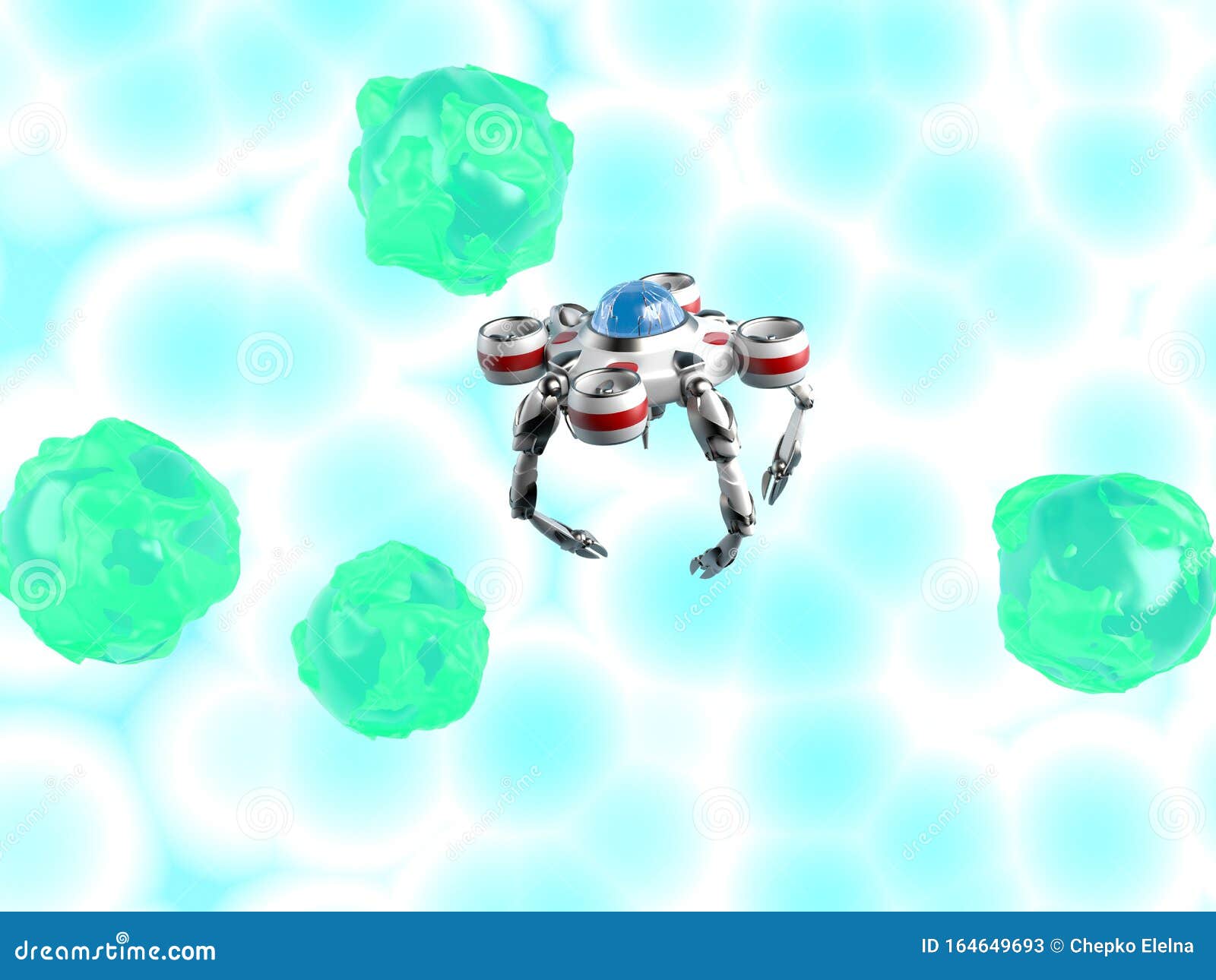 Nano Robot with Bacteria, Nanobot, Medical Concept Future,3d Render ...