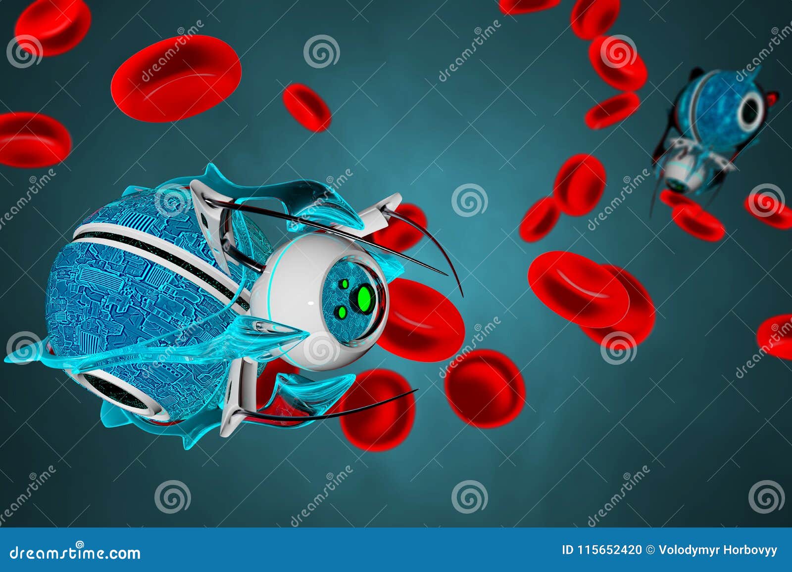 Nano robot 3D render stock illustration. Illustration of artery - 115652420