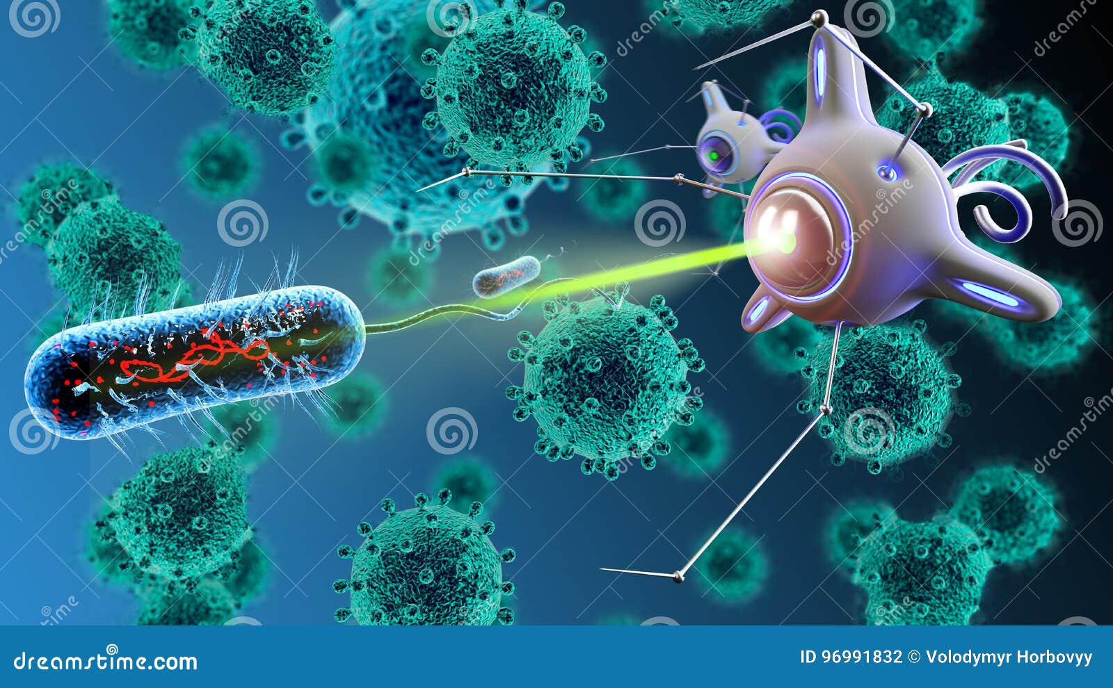 Nano Robot Hand Ai With Corona Virus Covid 19 In Realistic Style In ...