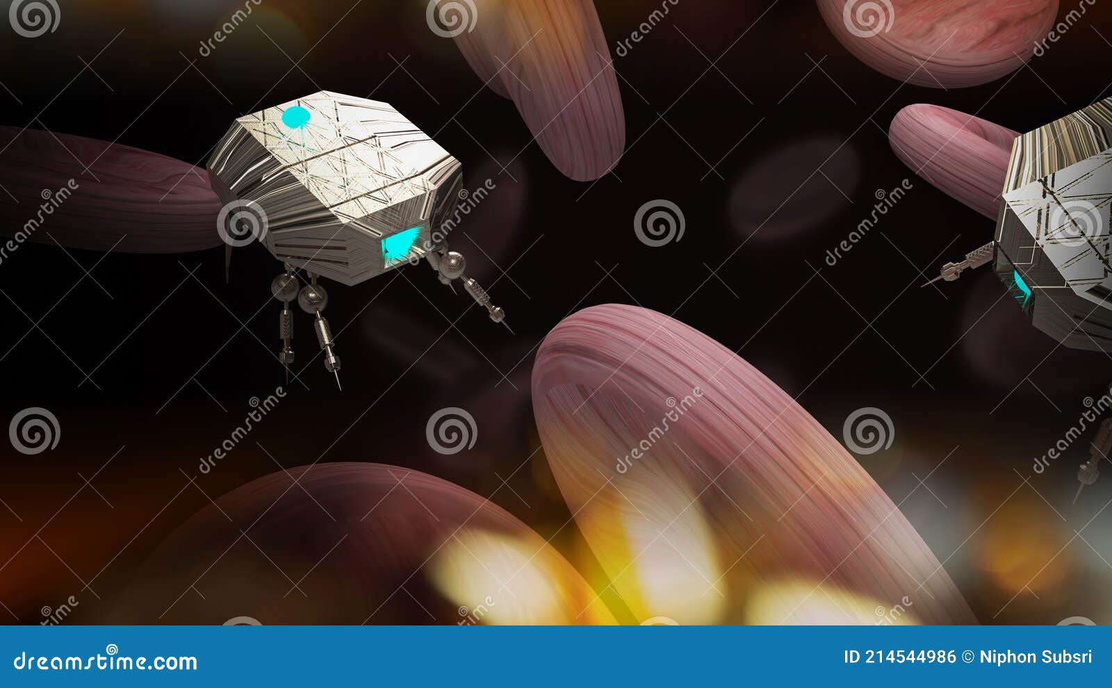 The Nano Robotic for Medical and Sci Background Content 3d Rendering ...