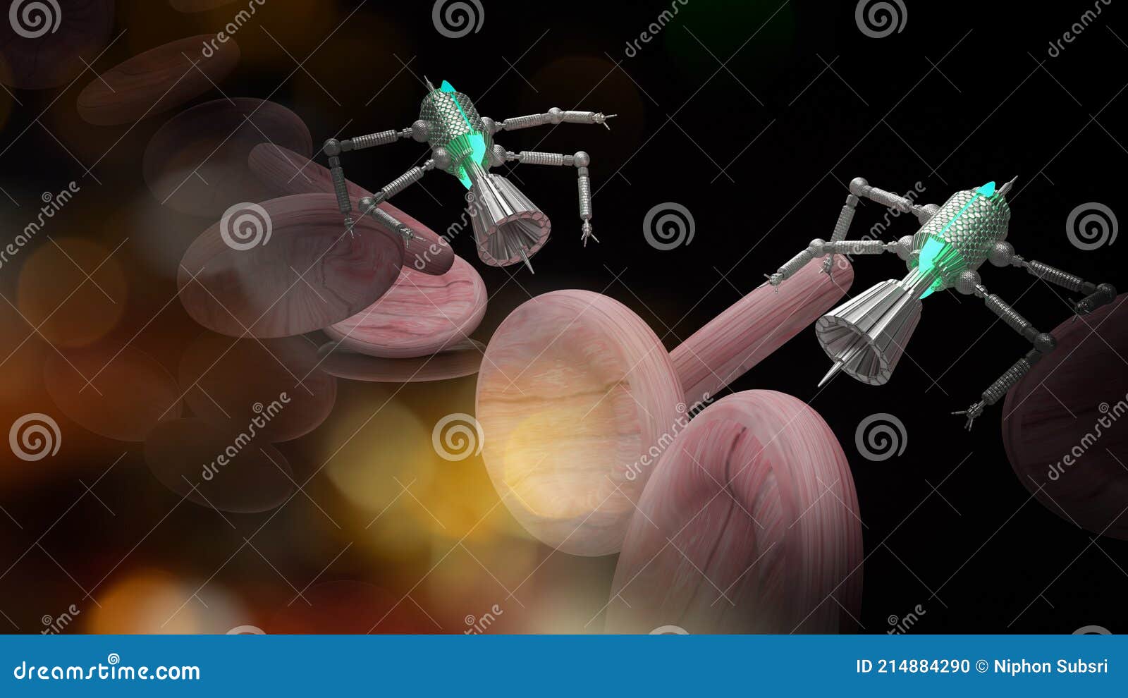 The Nano Robotic for Medical and Sci Background Content 3d Rendering ...