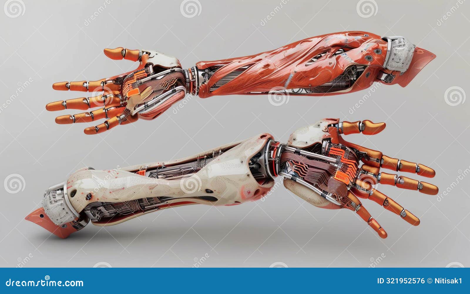 132 Nano Robotic Prosthetic Limb Anatomy With Visible Circuitry Render ...