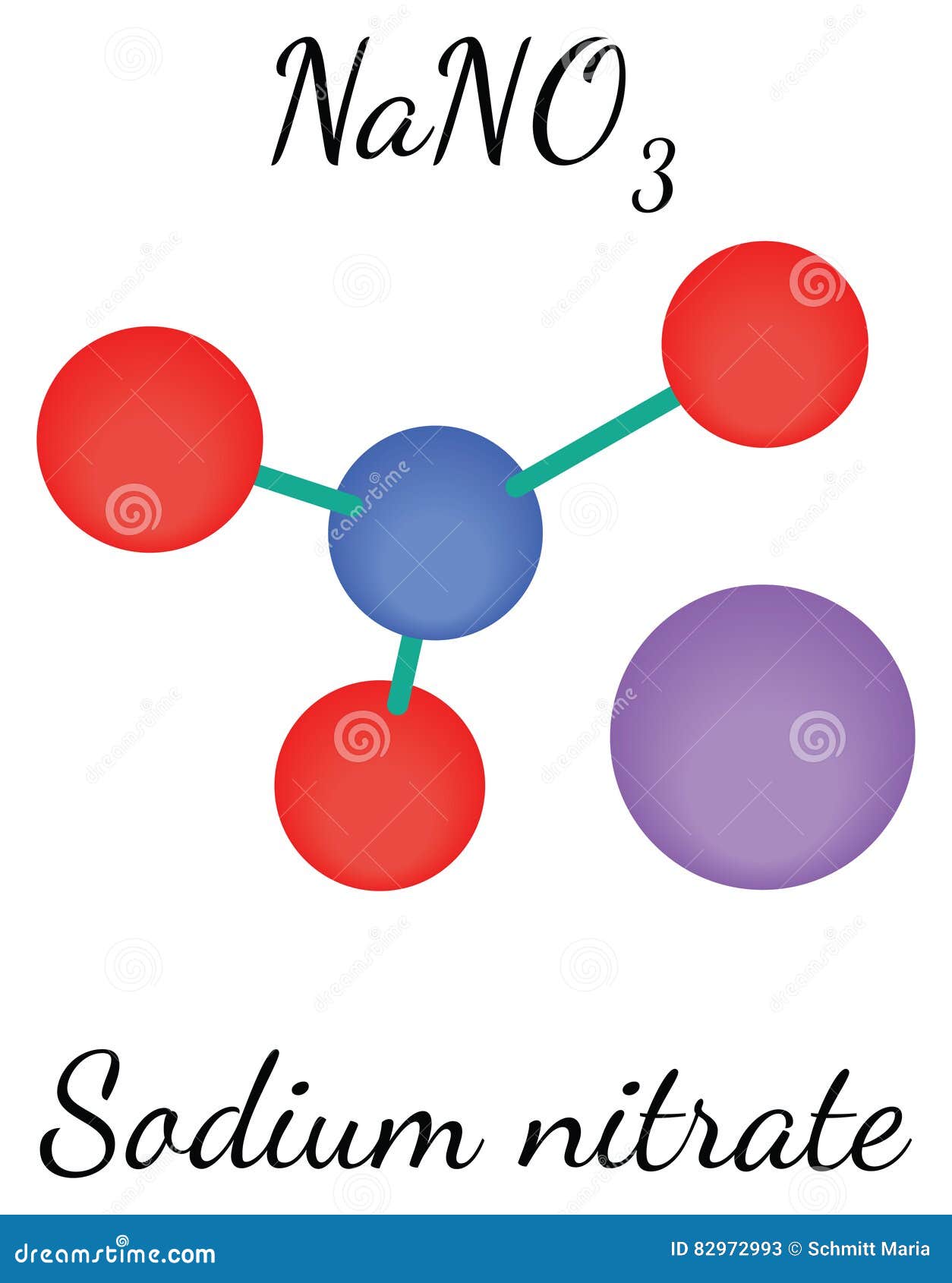 NaNO3 Sodium Nitrate Molecule Stock Vector - Illustration of element ...