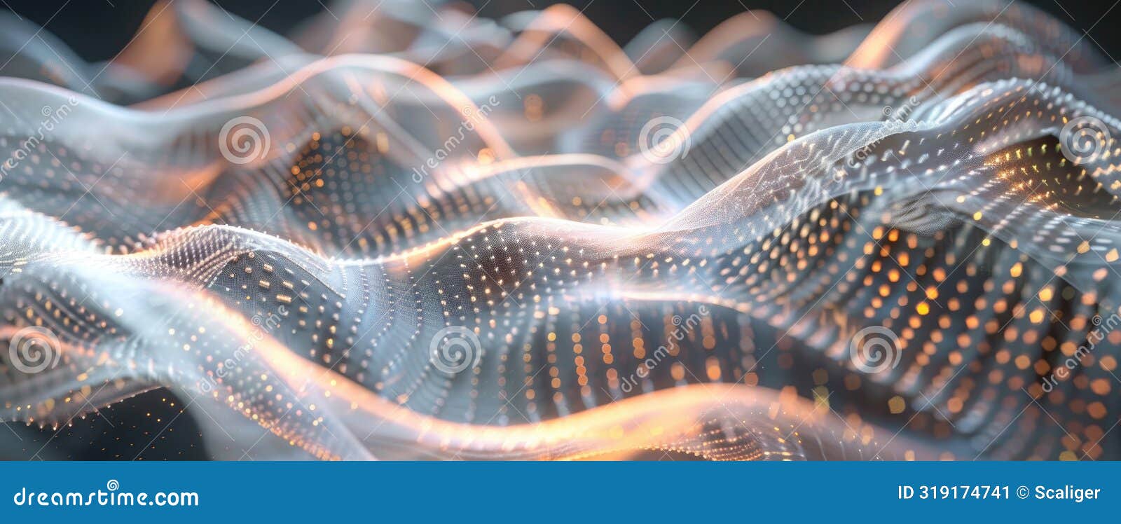 Nano Structure on Black Background, Abstract Waves of Futuristic Light ...