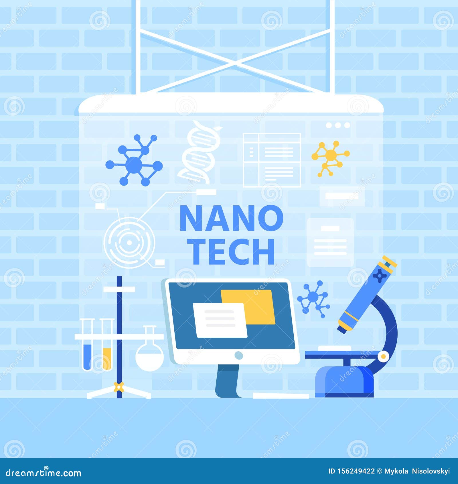 Nano Med Flat Landing Page With Place For Logo Vector Illustration ...