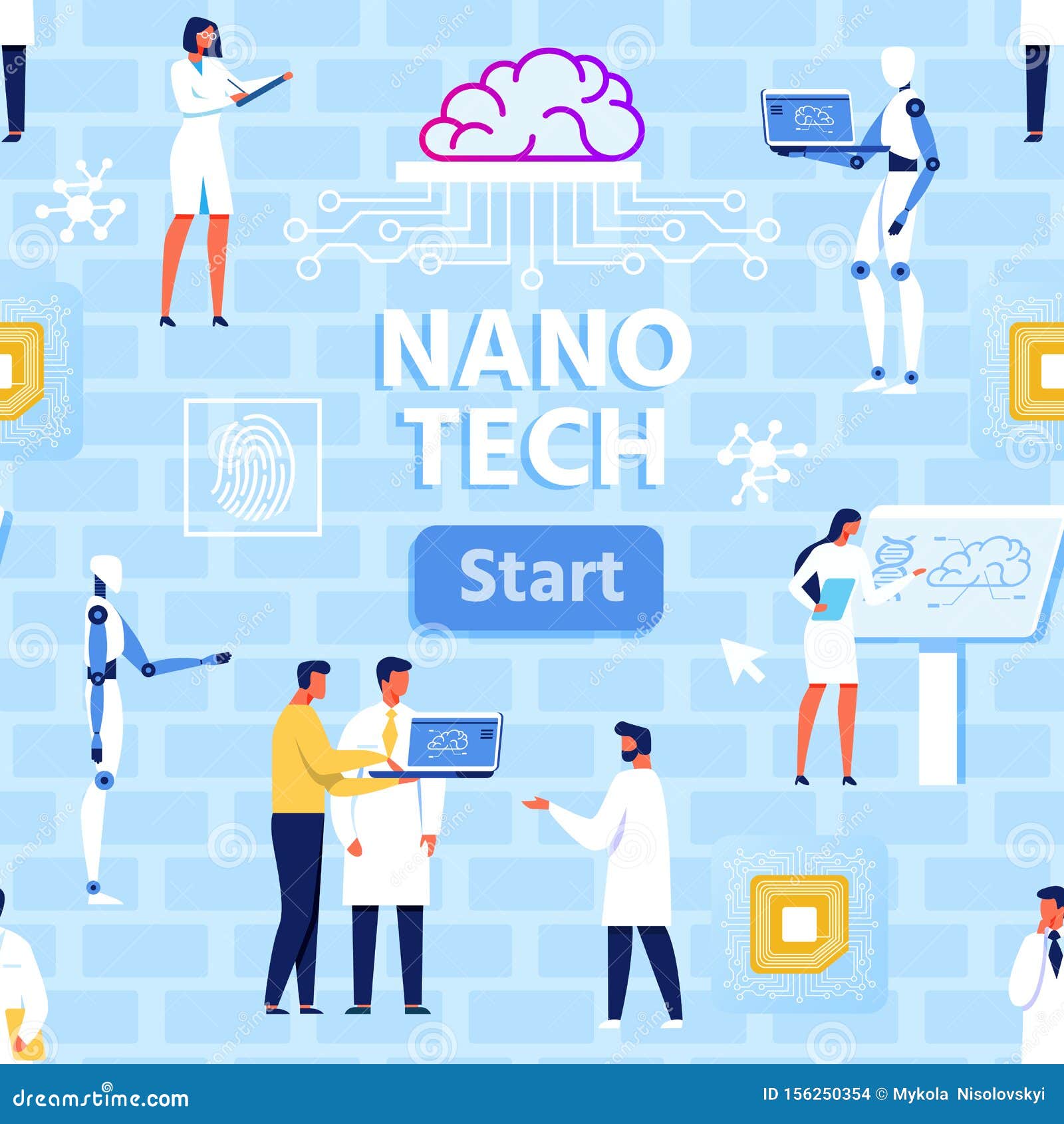 Nano Tech Lab and Scientists Seamless Pattern Stock Vector ...