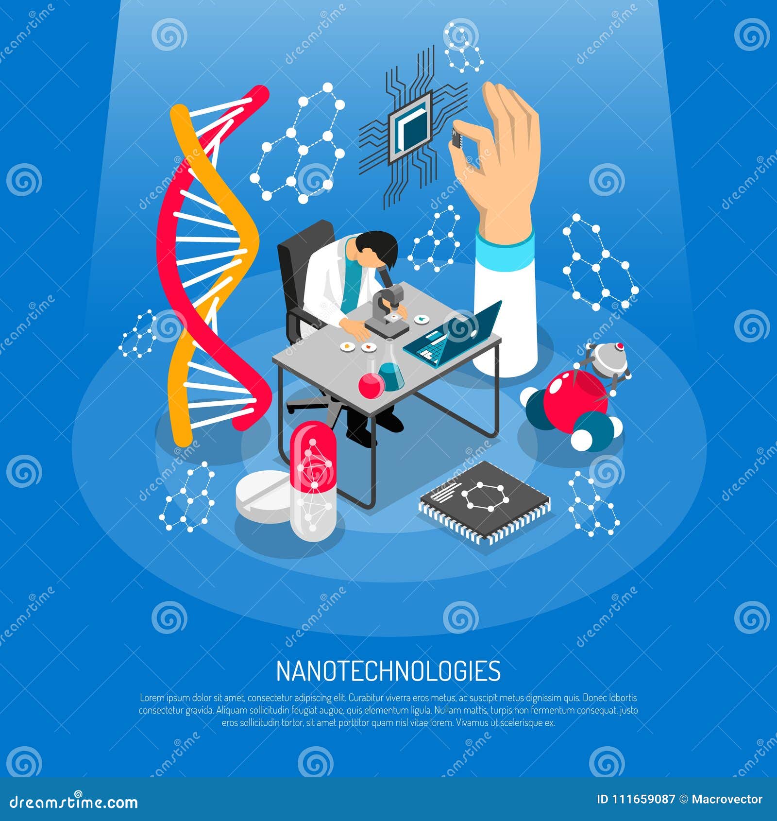 Nano Technologies Abstract Background. Cyber Technology Concept ...