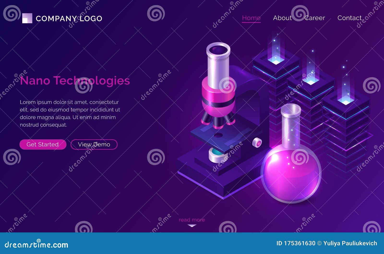 Nano Technologies Science Isometric Landing Page Stock Vector ...