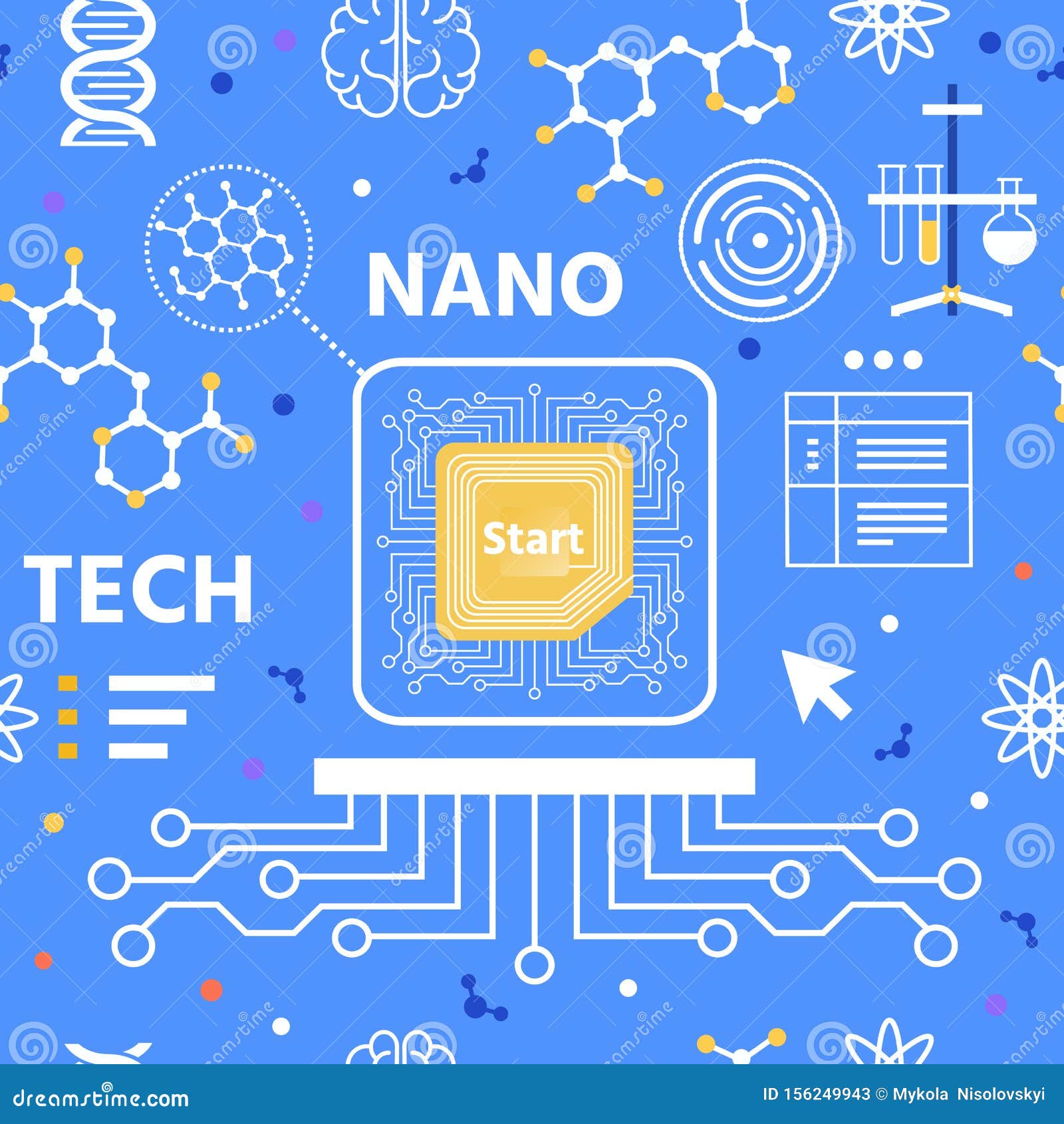 Nano Technology Flat Cartoon Seamless Pattern Stock Vector ...
