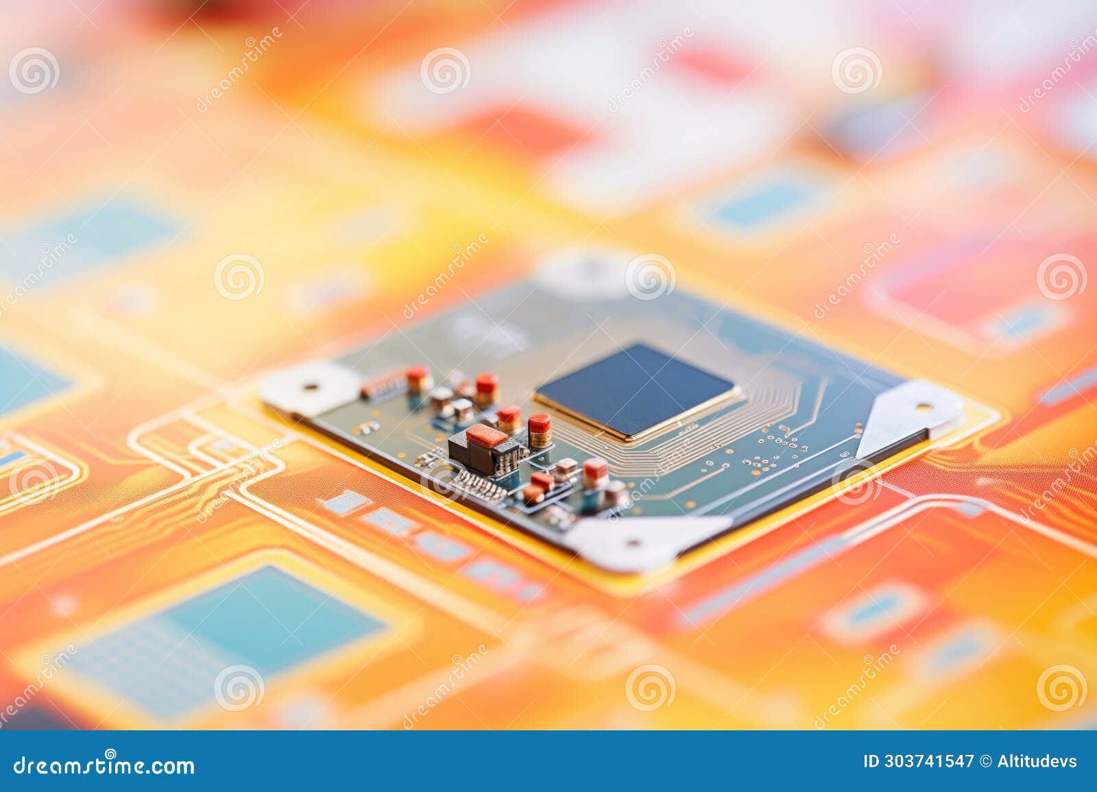 Nanochips and Microprocessors on a Silicon Wafer Stock Illustration ...