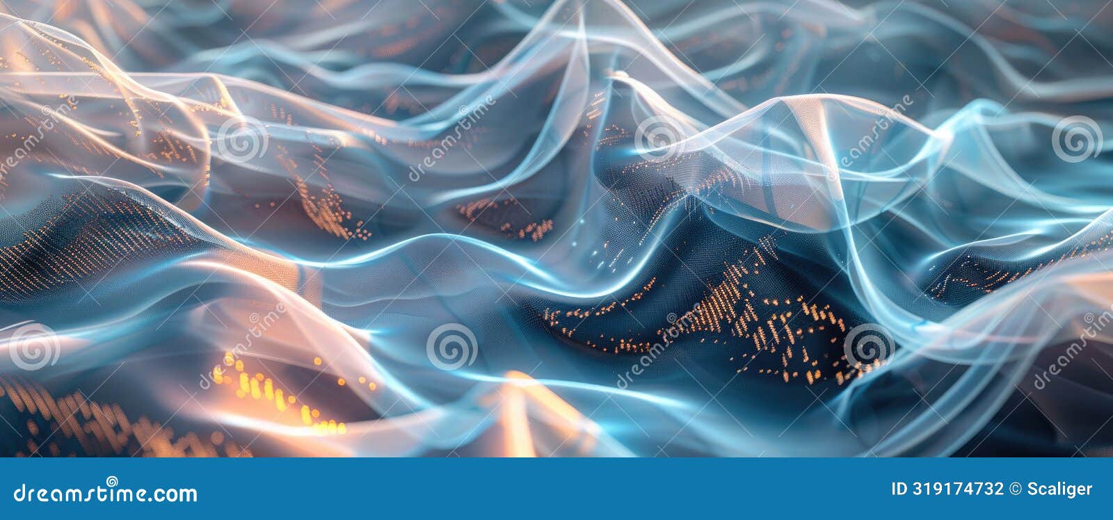Nanomaterial Abstract Background, Waves of Futuristic Fabric with Data ...