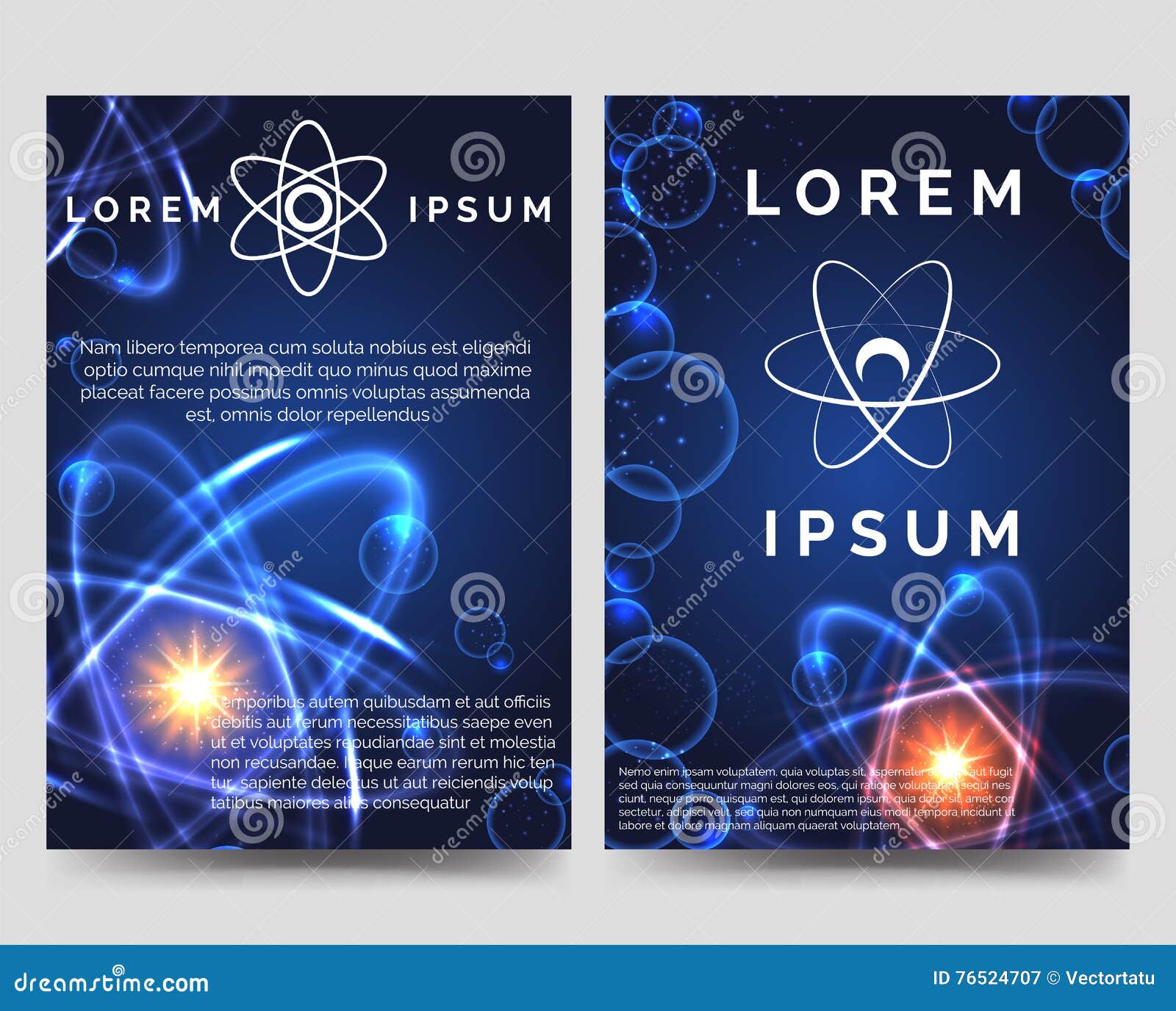 Nanotechnologies and Atom Brochure Template Stock Vector - Illustration ...