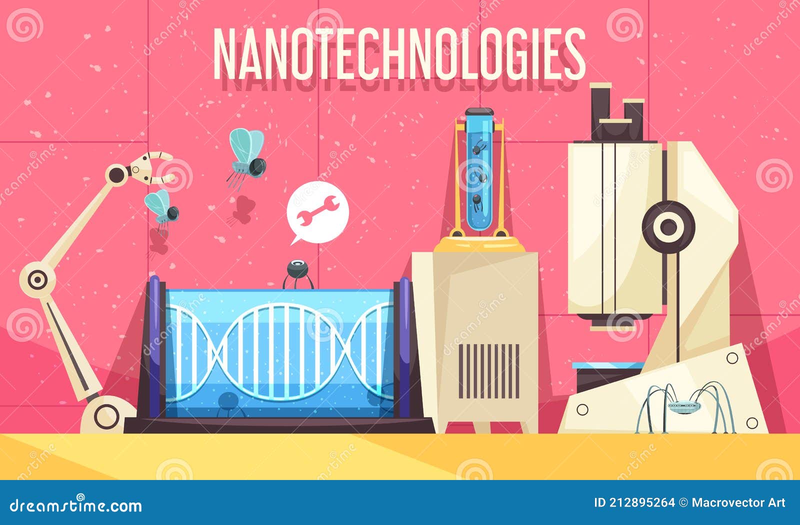 Nanotechnologies Research Cartoon Vector Banner | CartoonDealer.com ...
