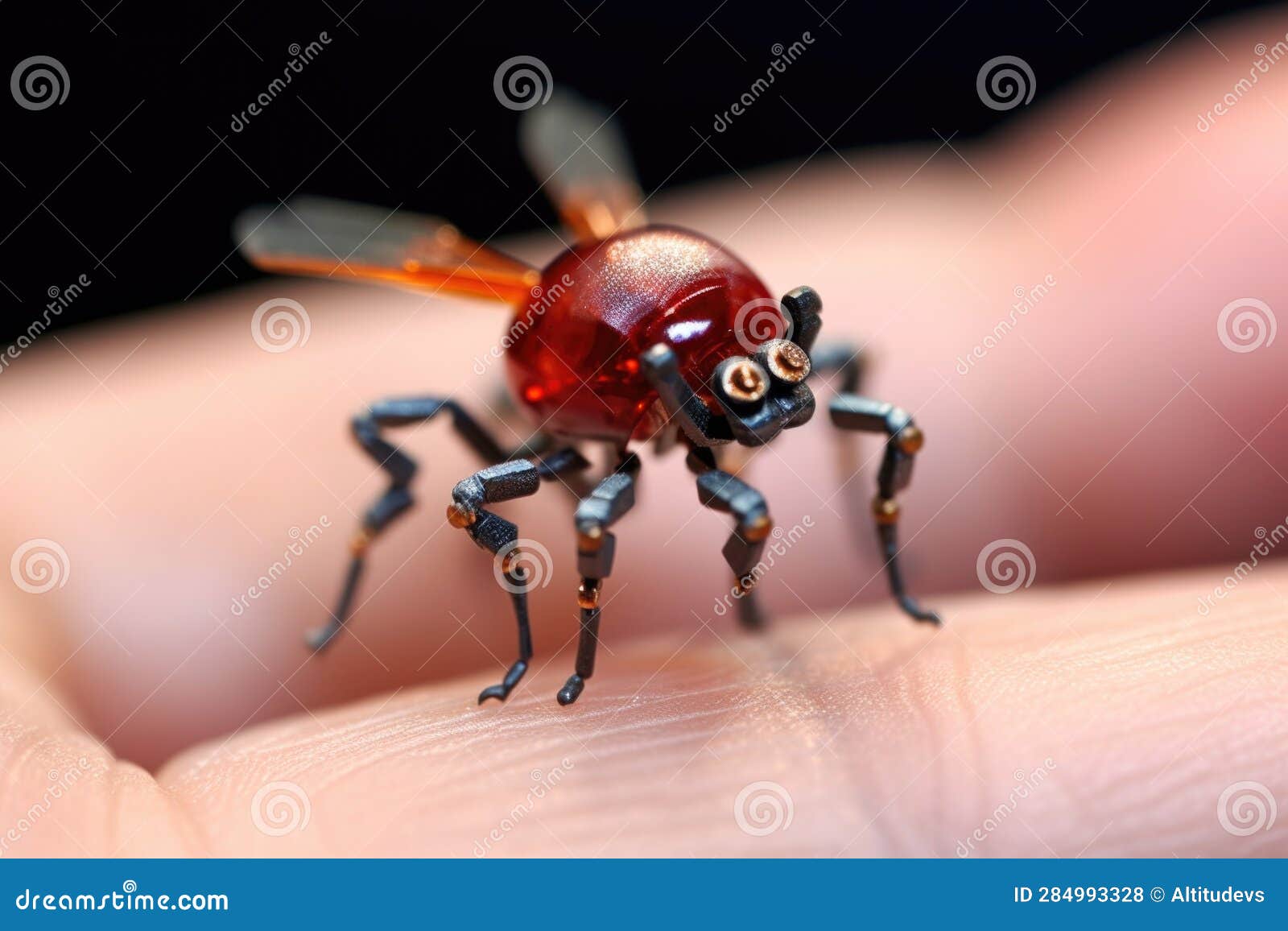 Tiny Robots Standing In A Large Group, Glowing Lights, Futuristic ...