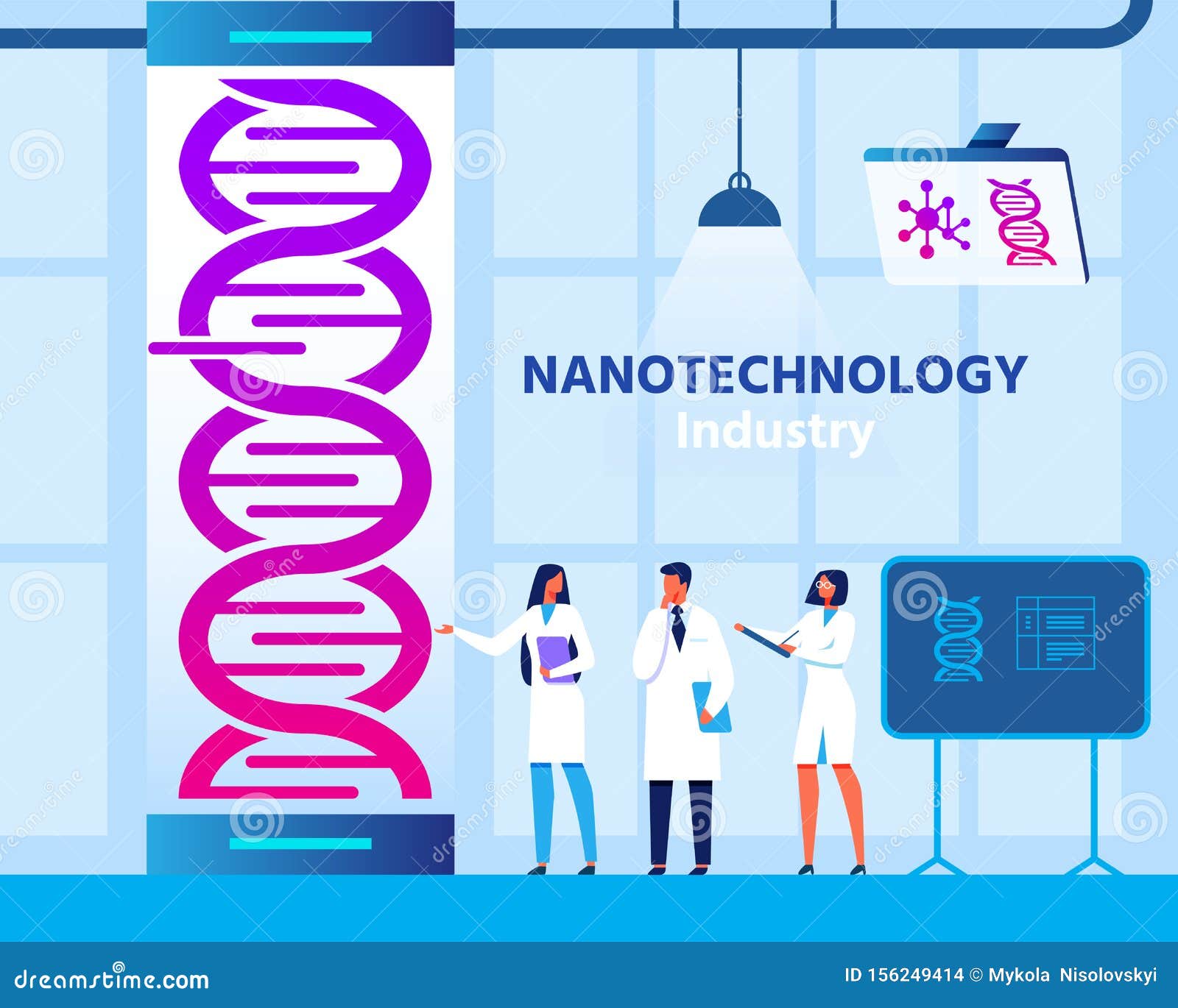 Nanotechnology Genetic Engineering Flat Laboratory Stock Vector ...