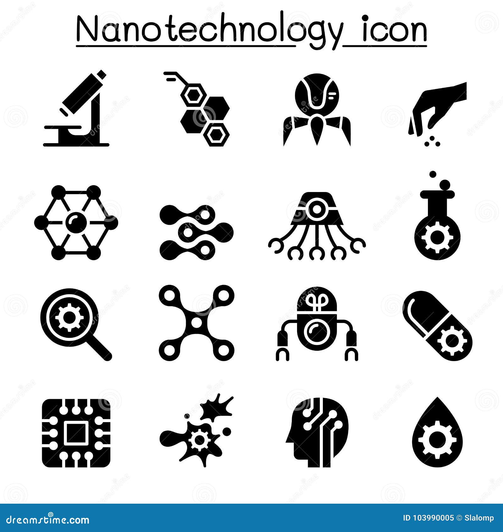 Nanotechnology icon set stock illustration. Illustration of electronic ...