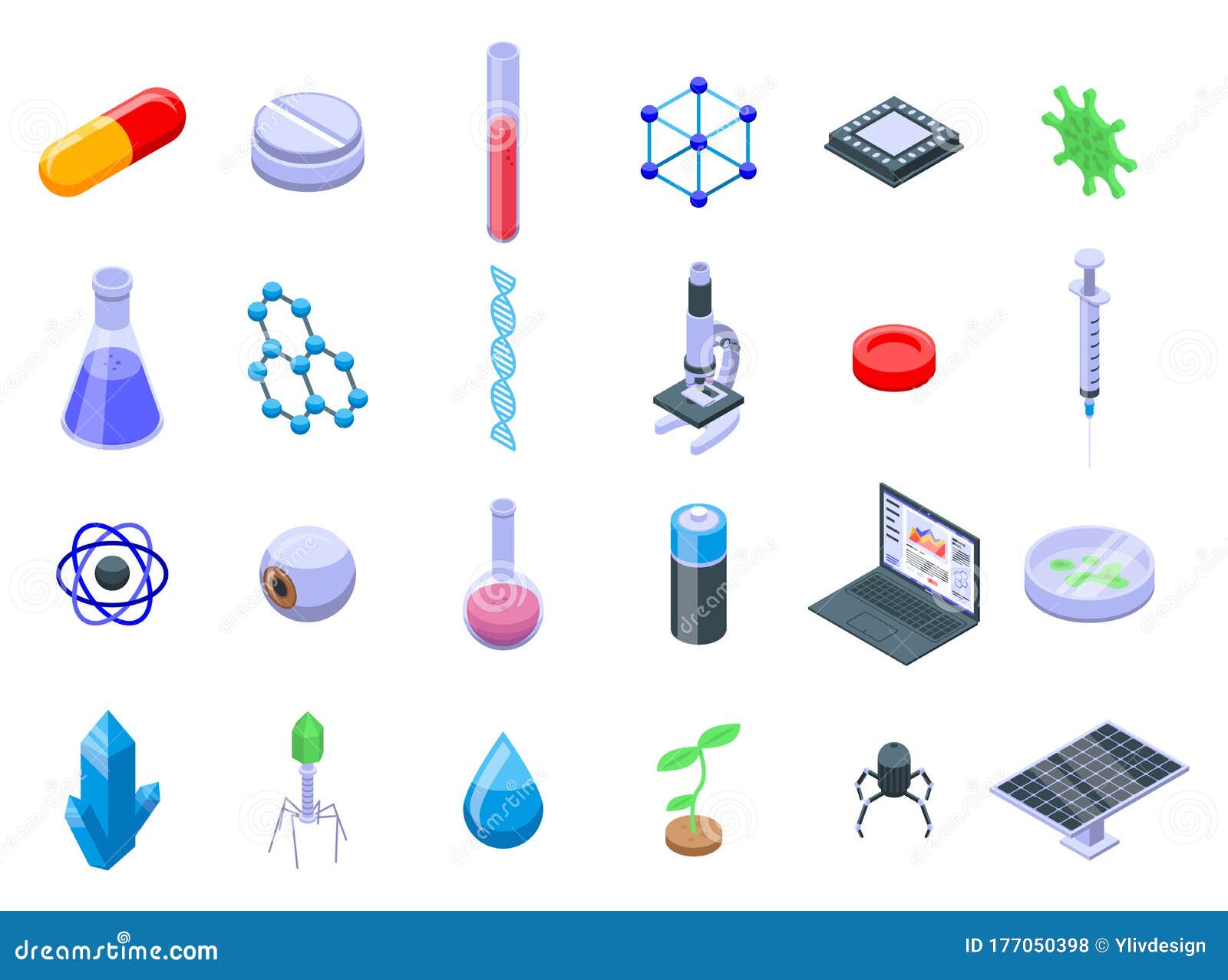 Nanotechnology Icons Set, Isometric Style Stock Vector - Illustration ...