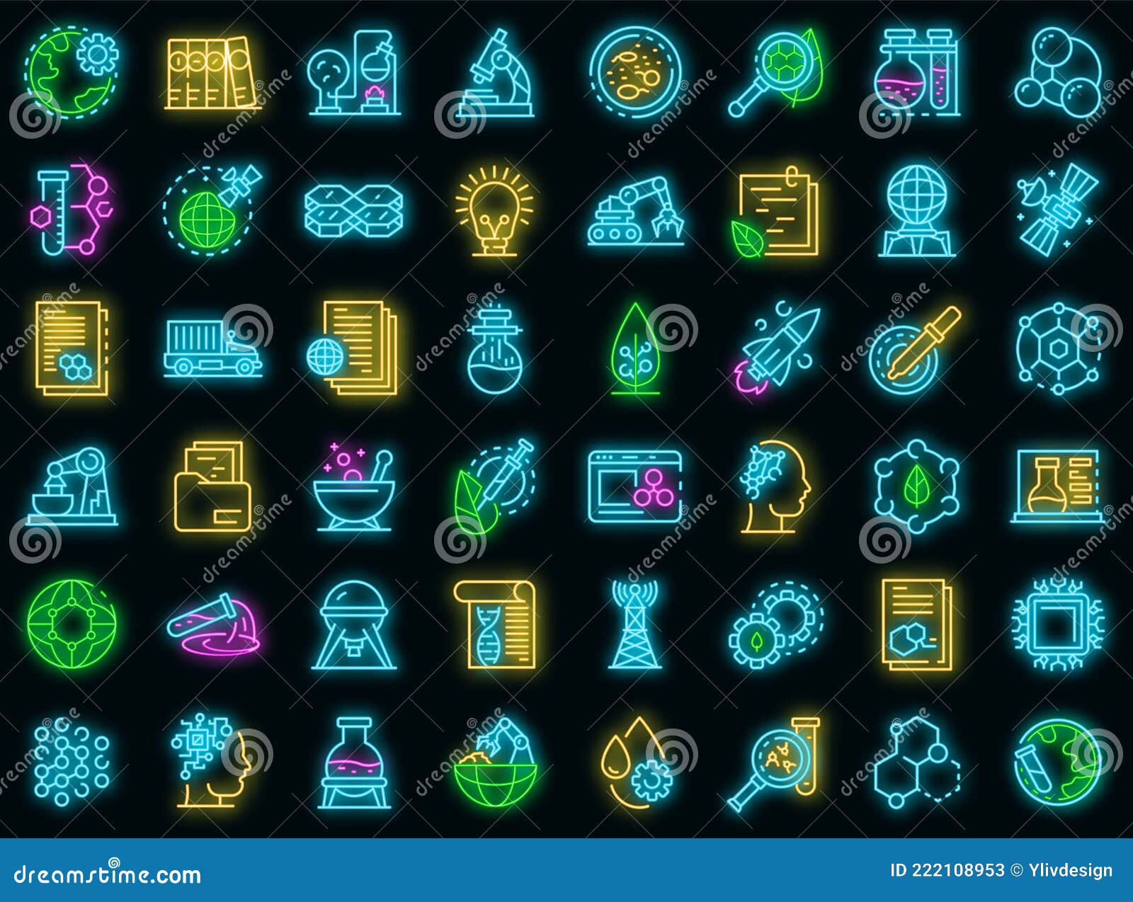 Nanotechnology Icons Set Vector Neon Stock Vector - Illustration of ...