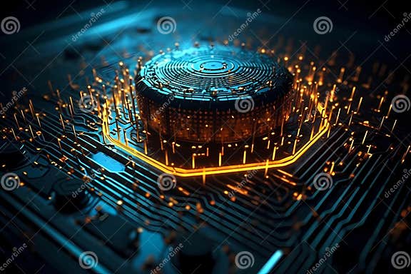 Nanotechnology Microchip Chip Board Processor. Futuristic Computing ...