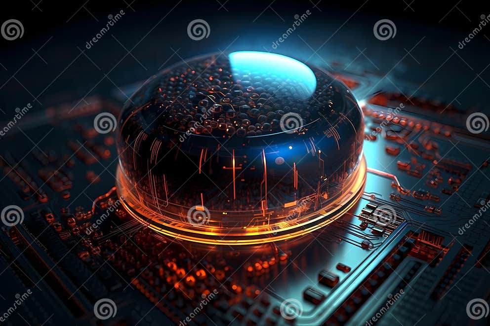 Nanotechnology Microchip Chip Board Processor. Futuristic Computing ...