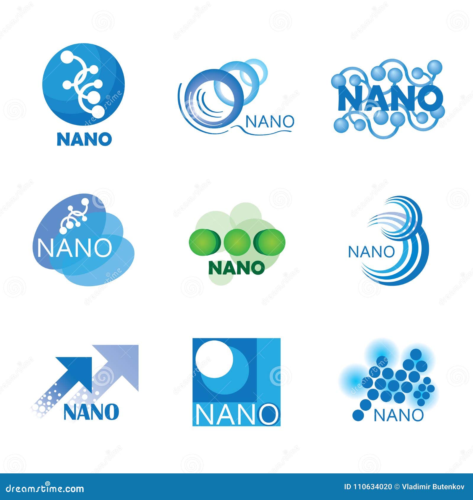 Nanotechnology Set of Logos Stock Vector - Illustration of connection ...