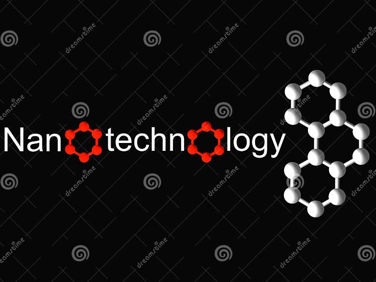 Nanotechnology Symbol and White Molecule on Black Stock Illustration ...