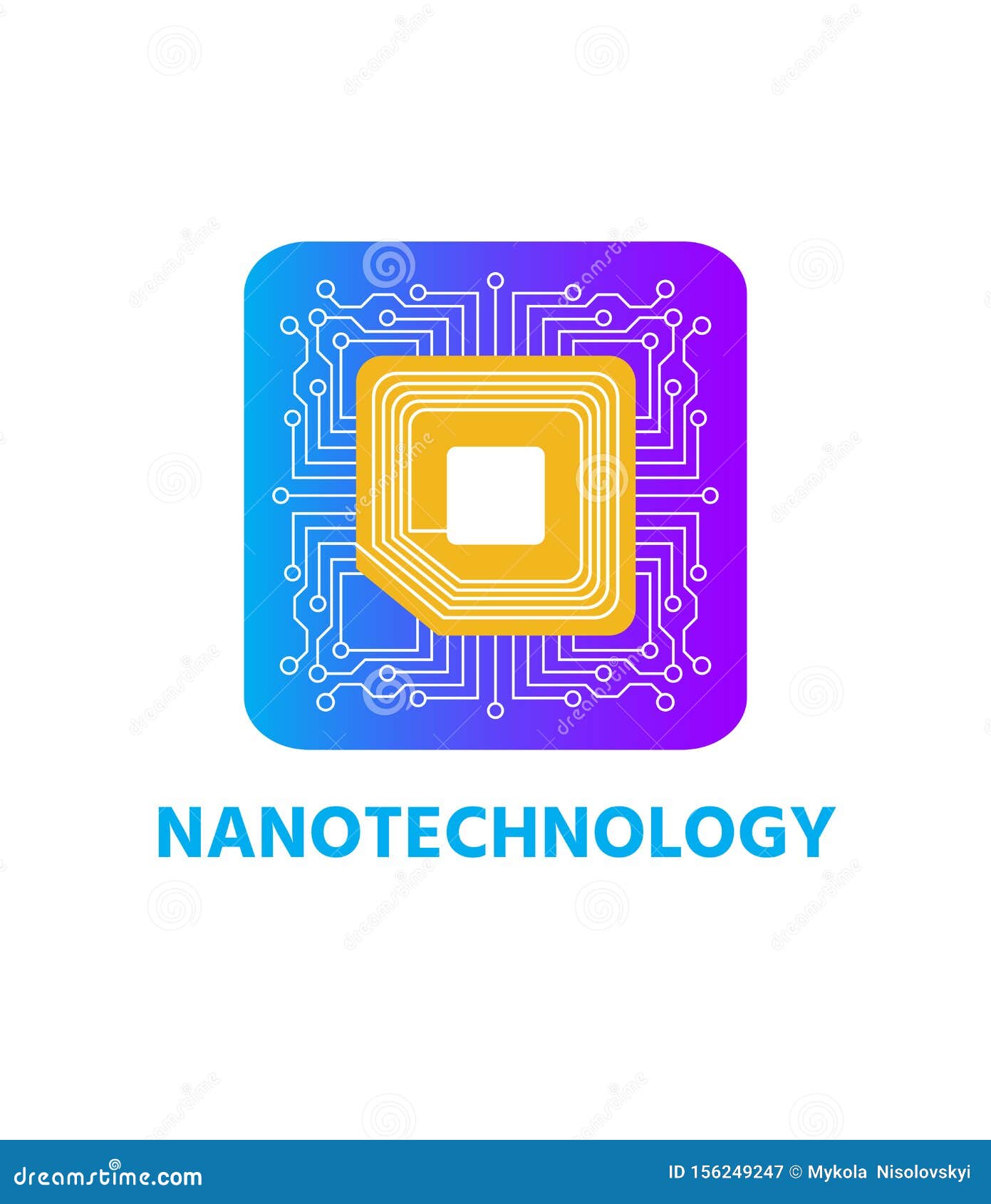 Nanotechnology Text and Micro Chip Banner on White Stock Vector ...