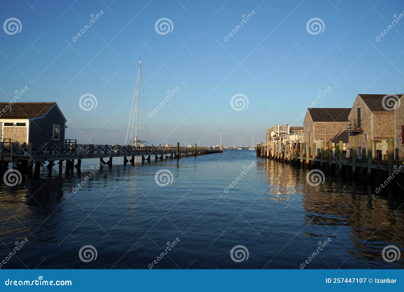 Nantucket Harbor View at Sunset Stock Image - Image of beach, island ...