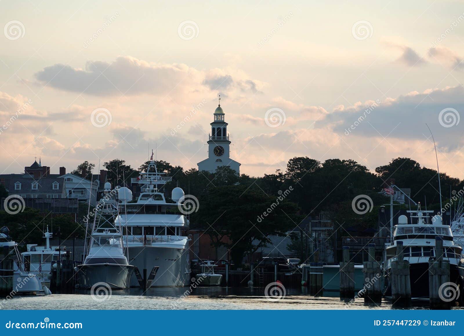 Nantucket Harbor View at Sunset Stock Image - Image of expensive ...