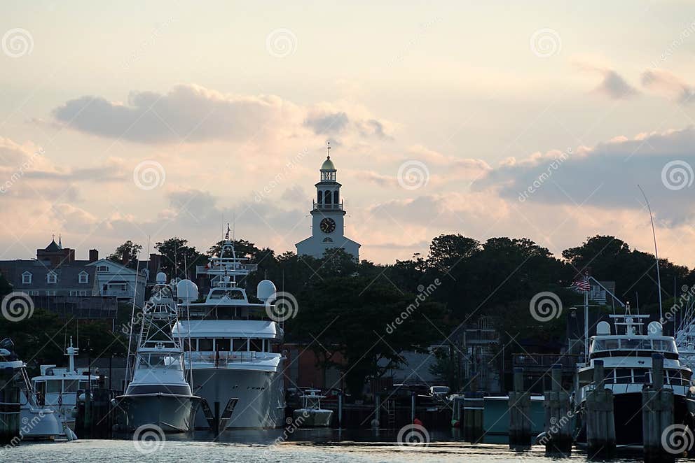 Nantucket Harbor View at Sunset Stock Image - Image of expensive ...