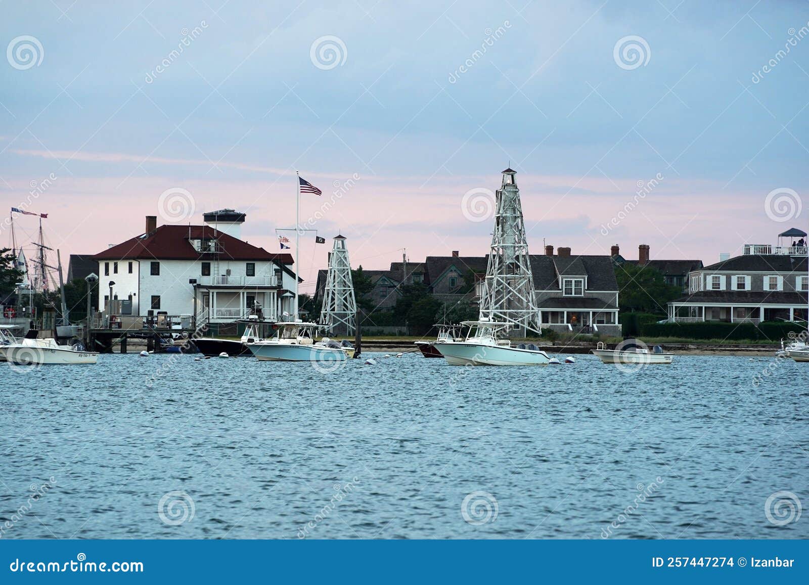 Nantucket Harbor View at Sunset Editorial Stock Image - Image of home ...