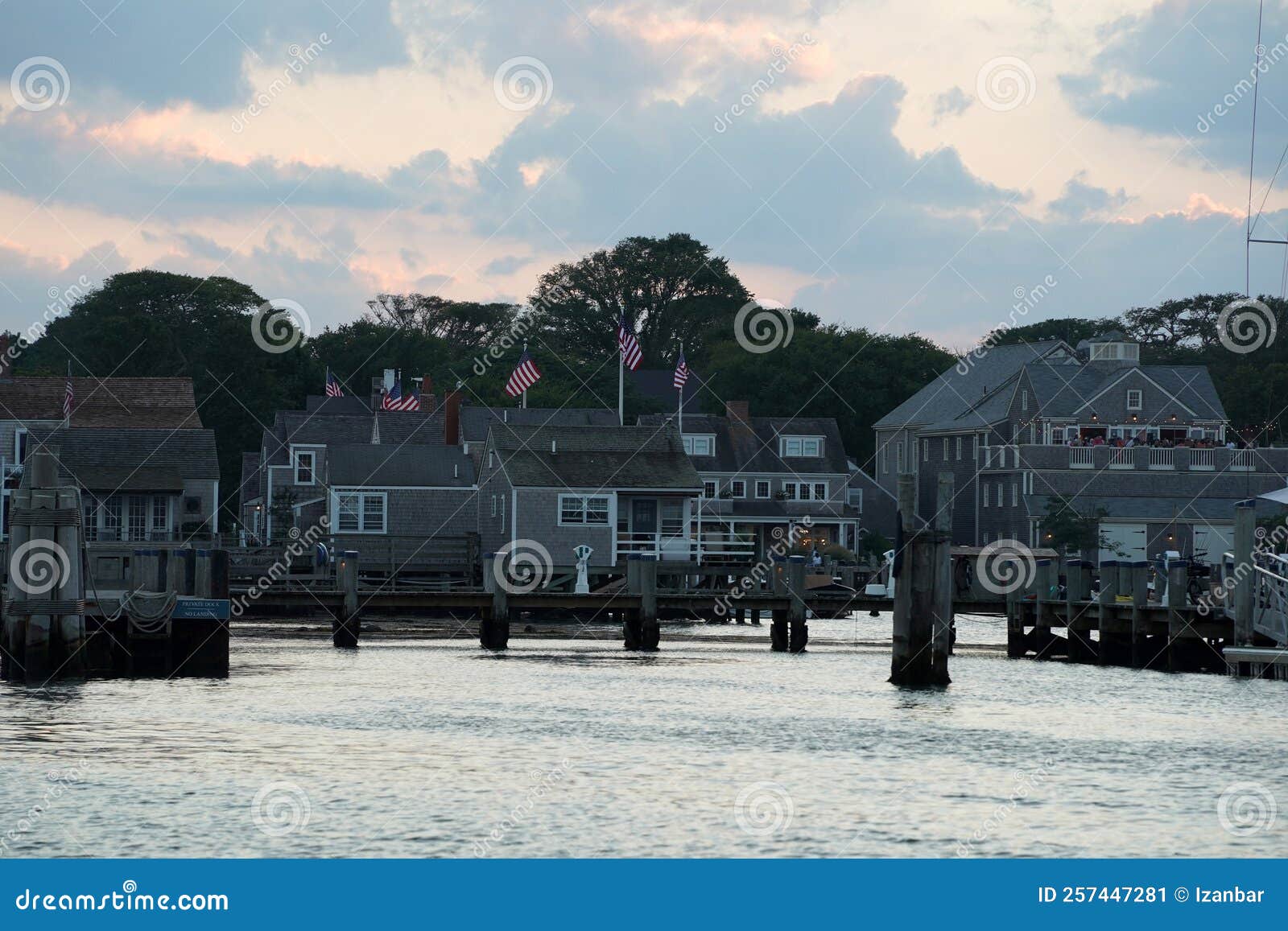 Nantucket Harbor View at Sunset Stock Image - Image of harbor, ocean ...