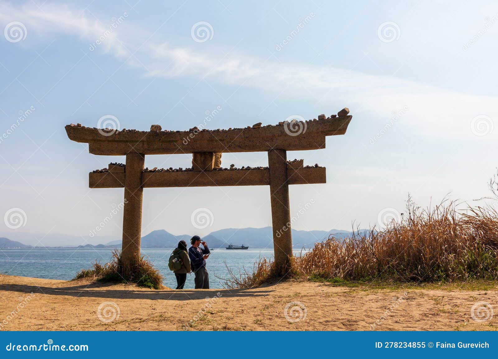 Torii Gate in Front of the Sea Editorial Image - Image of sand ...