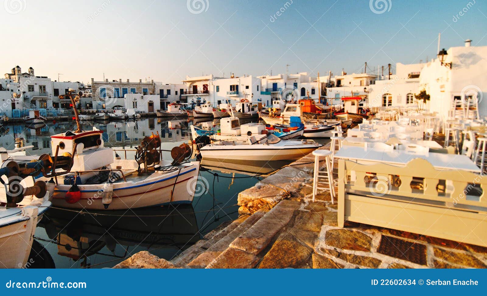Naoussa harbor, Paros stock photo. Image of harbor, boats - 22602634
