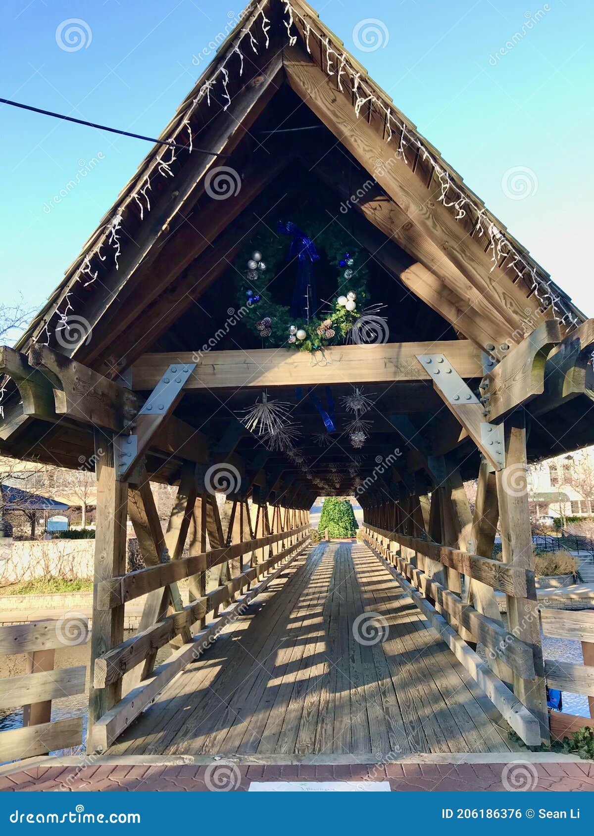 Naperville Wood Bridge Christmas during Covid-19 Stock Photo - Image of ...