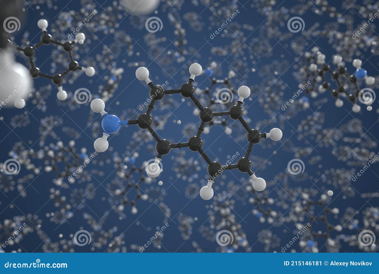 2-naphthylamine Molecule. Ball-and-stick Molecular Model. Chemistry ...