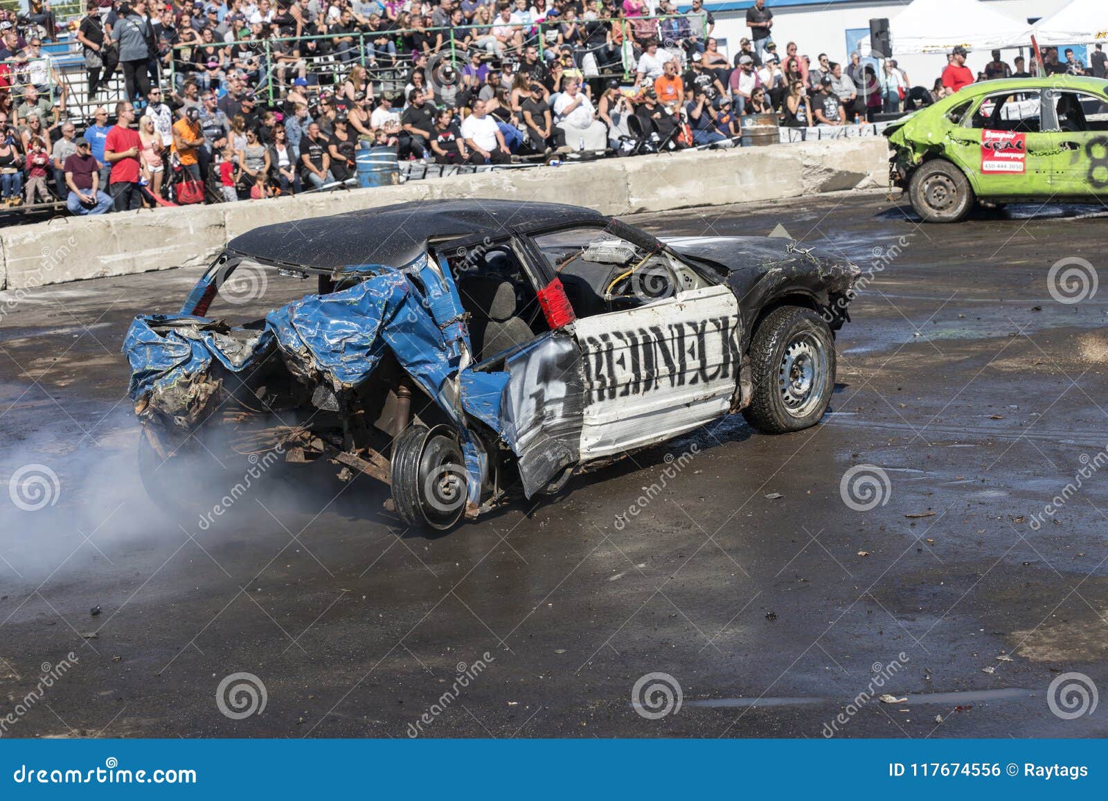 Crashed Car in Action during Demolition Derby Editorial Photo - Image ...