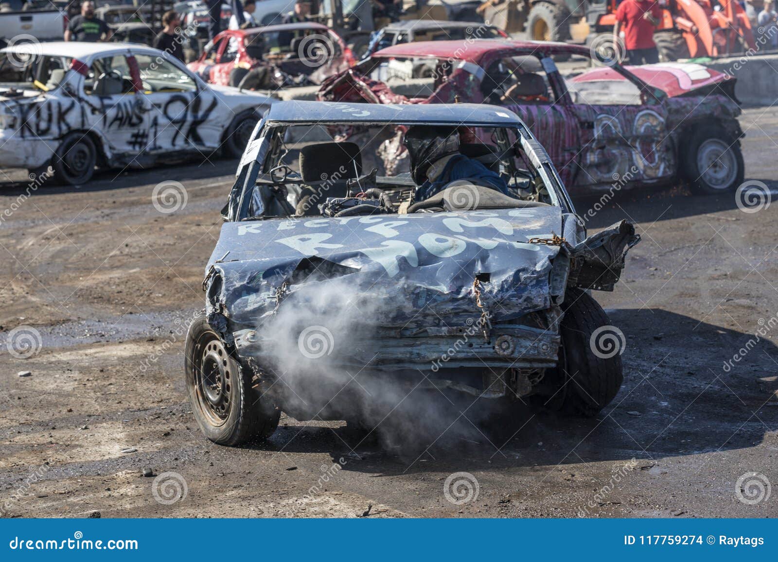 Crashed Cars during Demolition Derby Editorial Stock Image - Image of ...